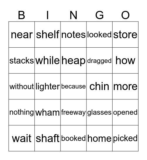 Lesson 42 Bingo Card