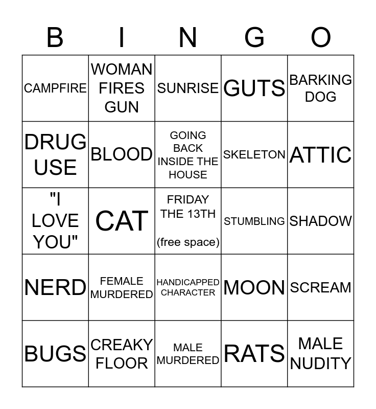 OVERNIGHT MOVIE MARATHON Bingo Card