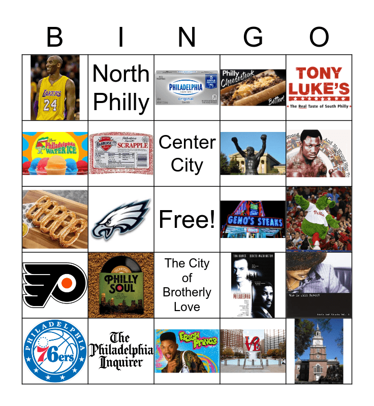 Philadelphia Bingo Card