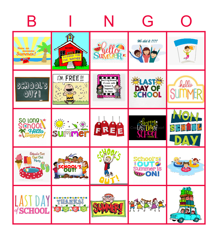 End of School! Bingo Card