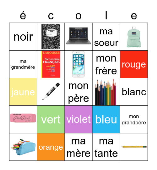 Les Fournitures Scolaires Bingo Card