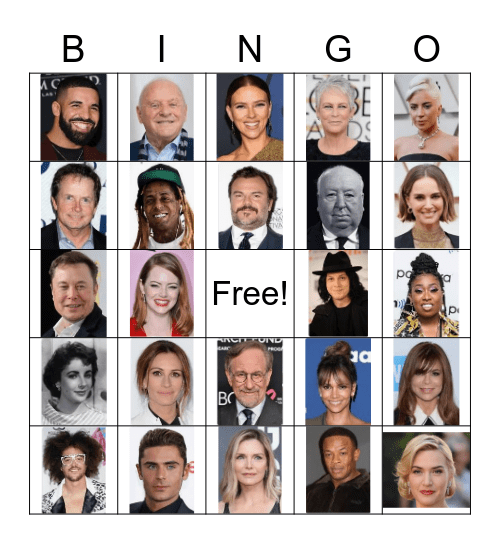 Celebrity Faces Bingo (SB) Bingo Card