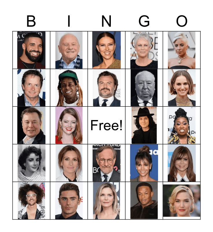 Celebrity Faces Bingo (SB) Bingo Card