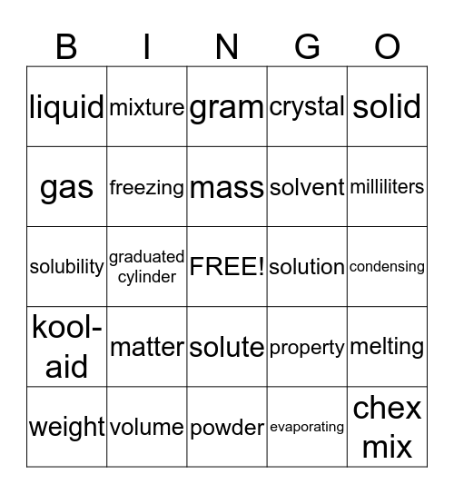 Matter Bingo Card