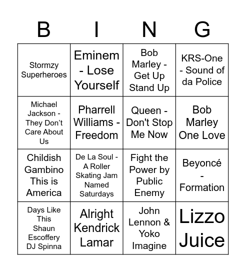 Unity Bingo Card