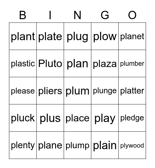 PL Words Bingo Card