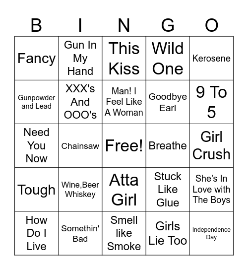 Country Woman Bingo Card