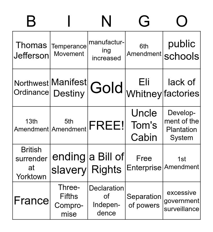 STAAR Review Bingo Card