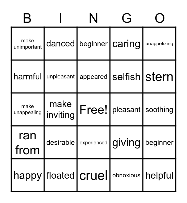 Context Clues BINGO Card
