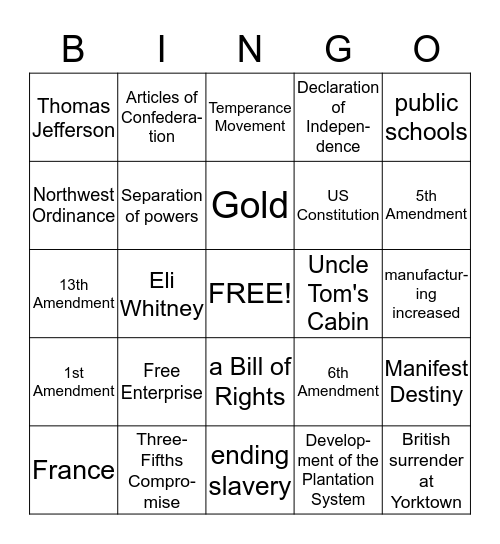STAAR Review Bingo Card