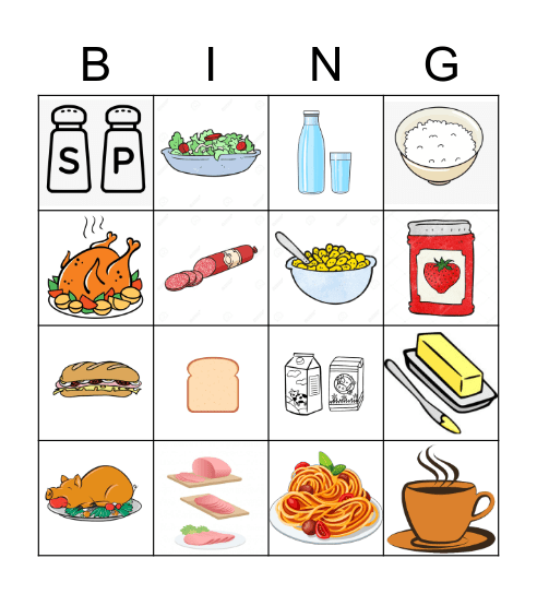 La nourriture Bingo Card