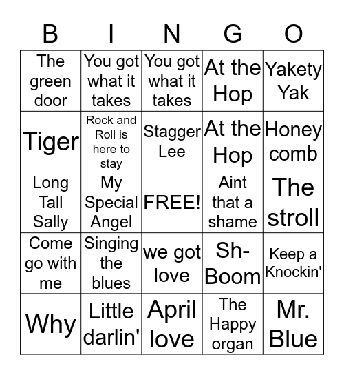 DJ BINGO - Jammin' to the Oldies!!! Bingo Card