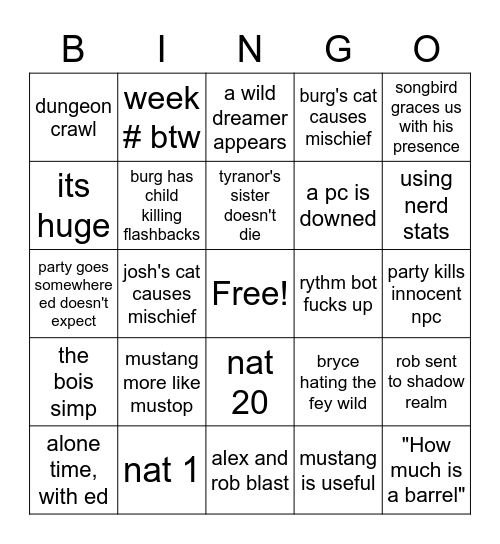 DND Bingo Card