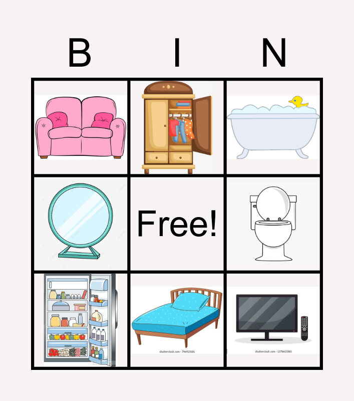 Items in the house Bingo Card