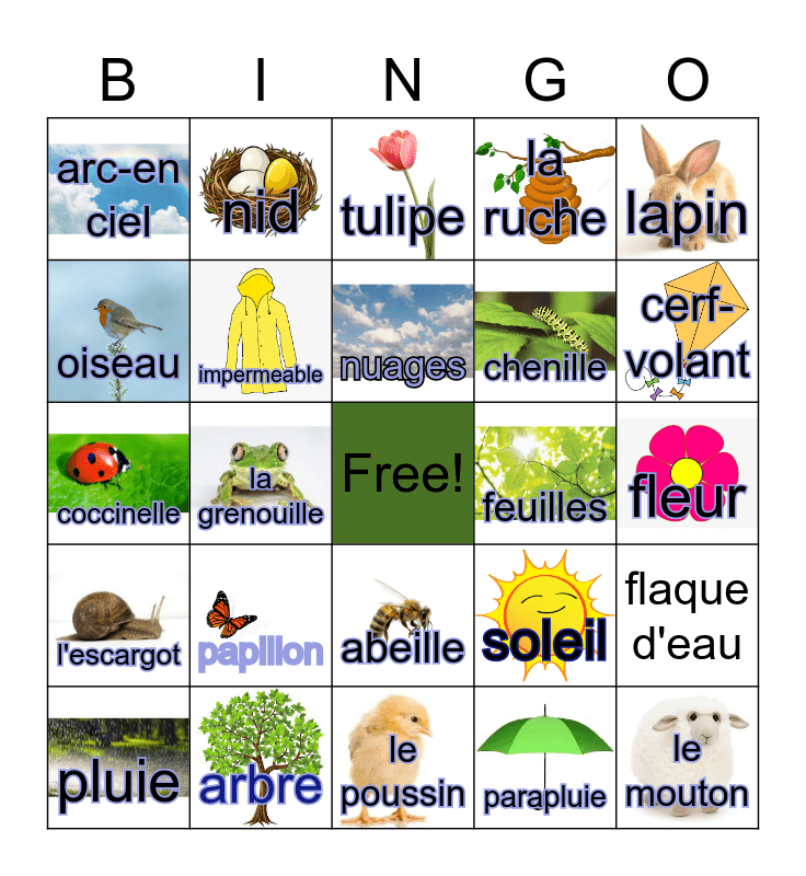 Le printemps Bingo Card
