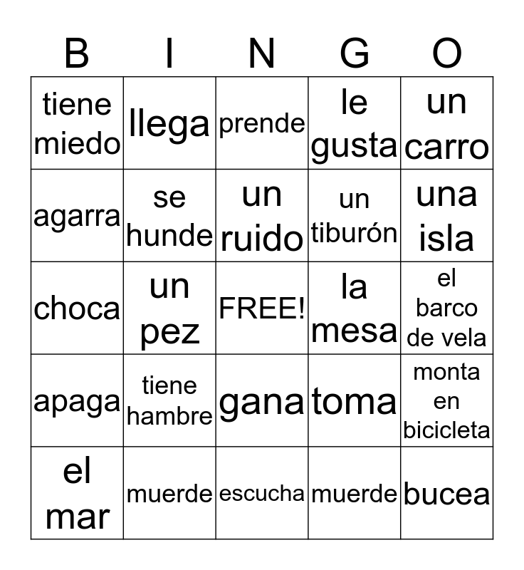 TPRS Cuéntame Episode 11 Bingo Card
