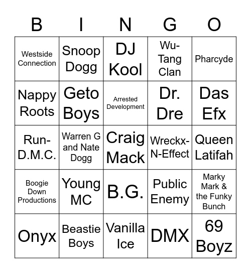 Ol' SKOOL Bingo Card