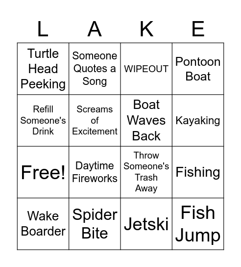 LAKE Bingo Card