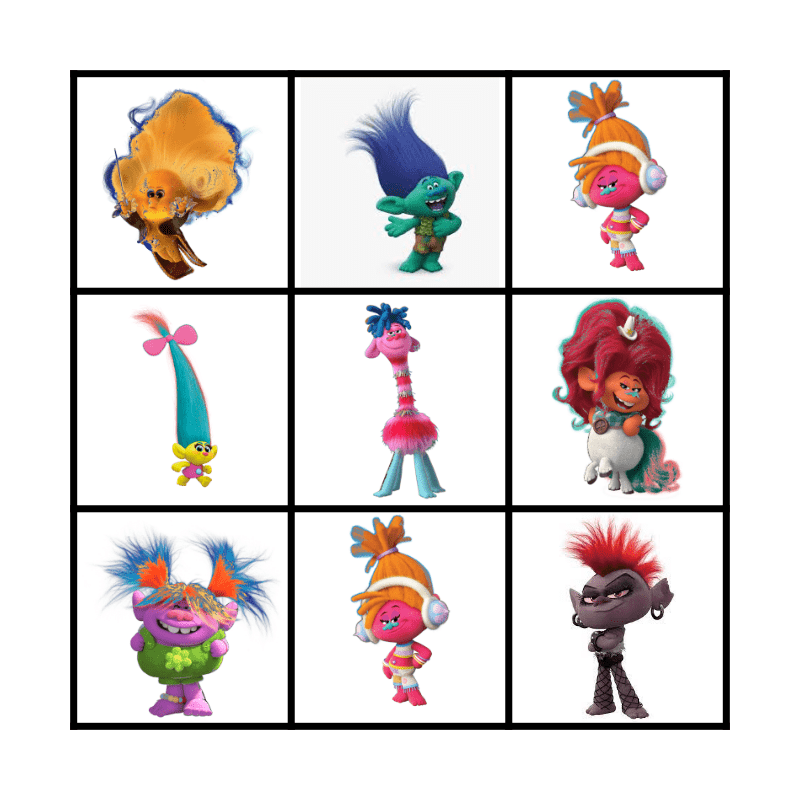 TROLLS WORLD TOUR Bingo Card
