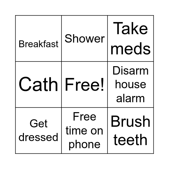Morning Routine Bingo Card