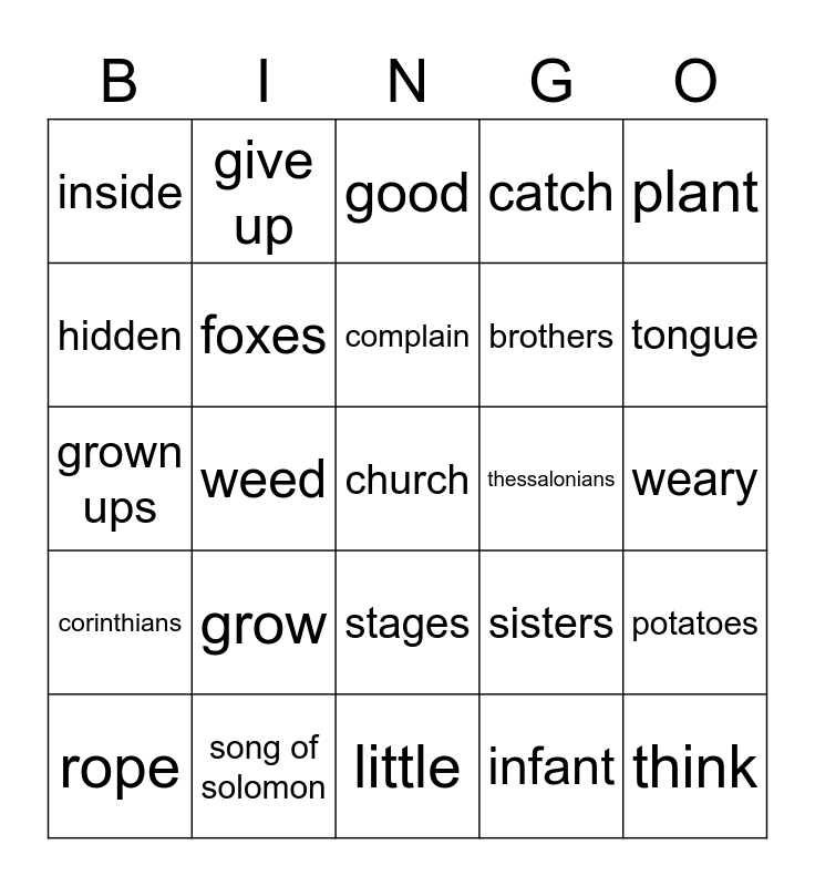 Where have all the grown ups gone? Bingo Card