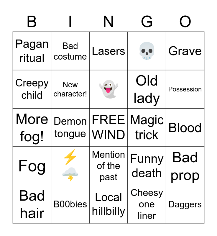 Demon Wind Bingo Card