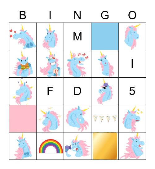 Unicorn Bingo Card