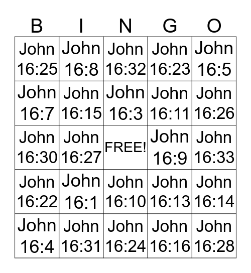 Bible Bingo Card Bible Bingo Card