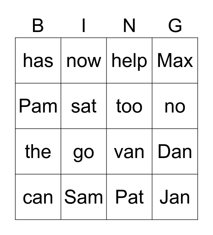 The Van Bingo Card