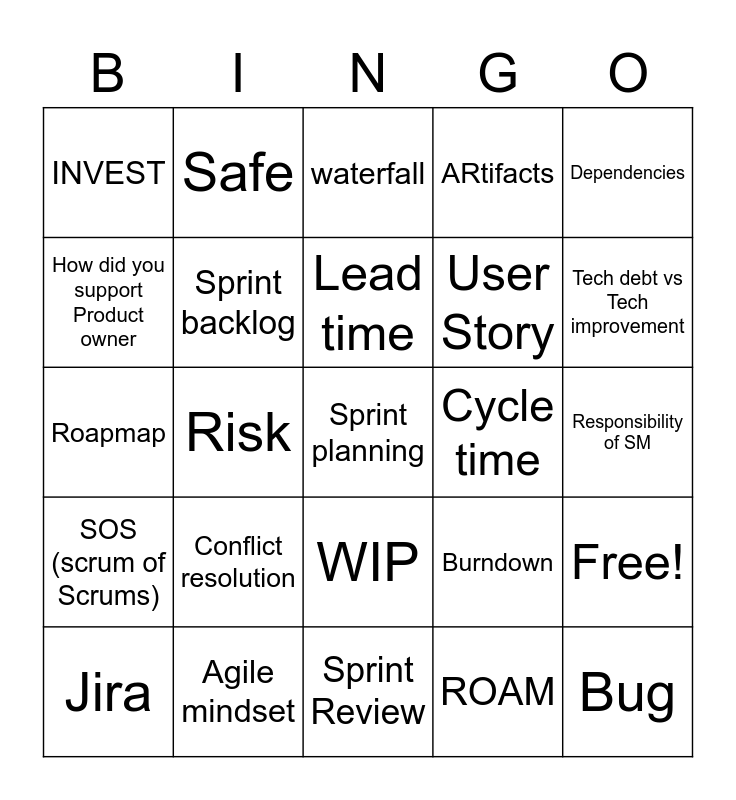 Agile training practice Bingo Card