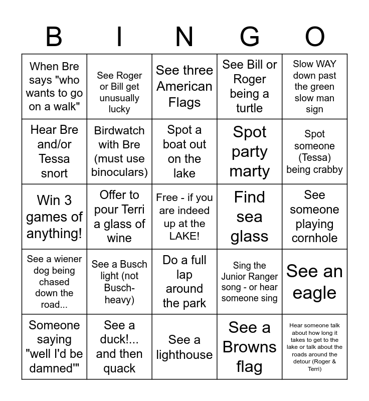 2021 LAKE Edition Bingo Card