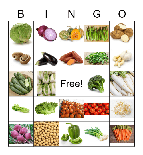 Vegetable Bingo Card