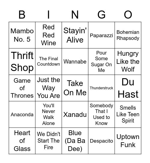 Covers! Bingo Card