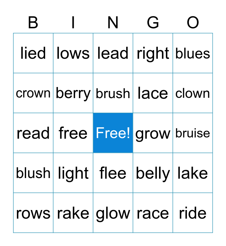 Minimal Pairs – L vs. R! Bingo Card