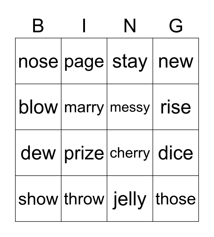 Lesson 21 BBBBBBBBBB Bingo Card