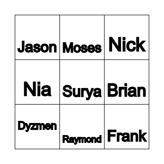 Speed Dating - Signature Bingo Card