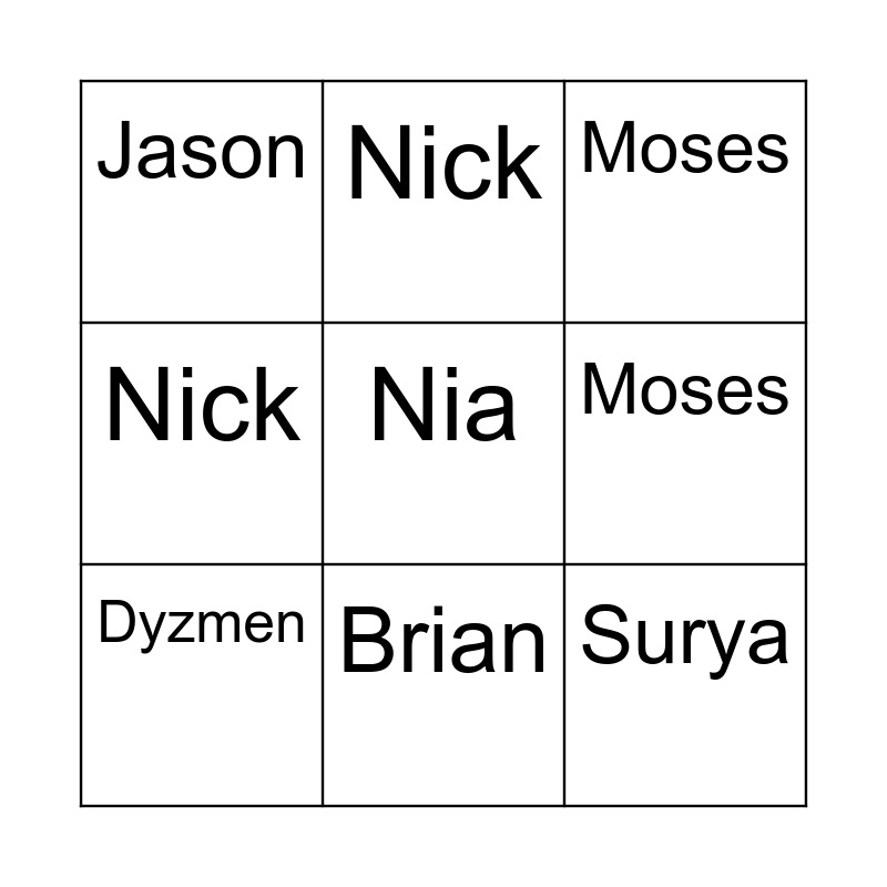 Speed Dating - Signature Bingo Card