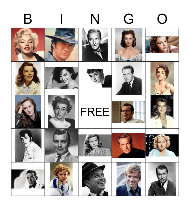 CELEBRITY Bingo Card