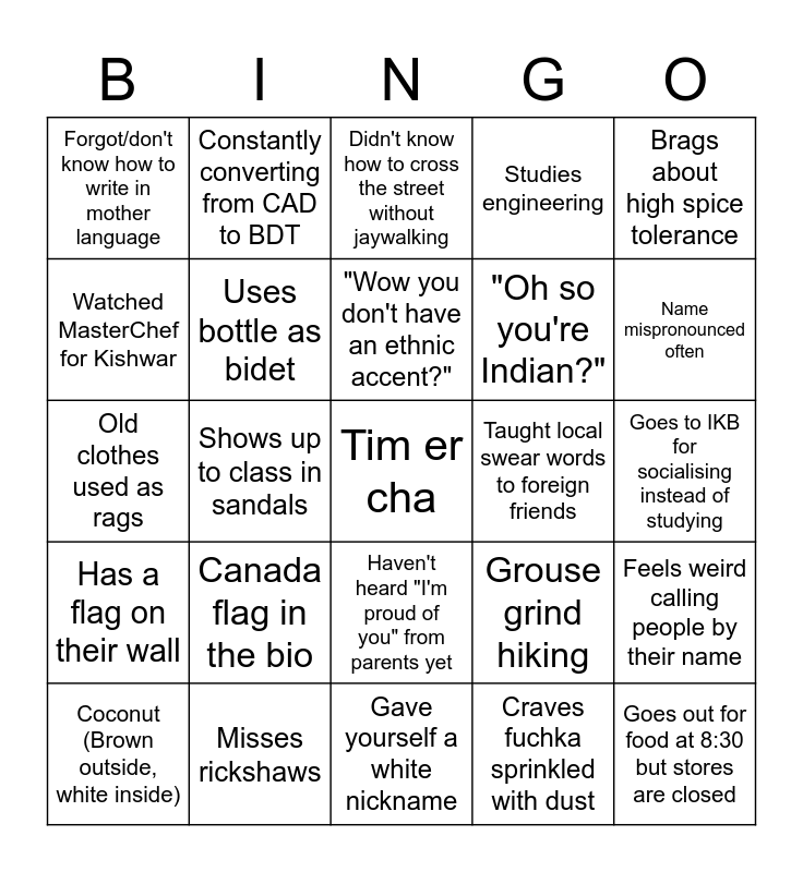 UBC BDSA Bingo Card