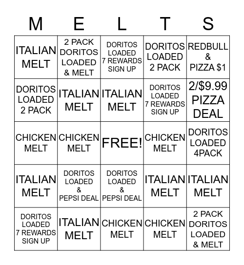 MELT MADNESS Bingo Card
