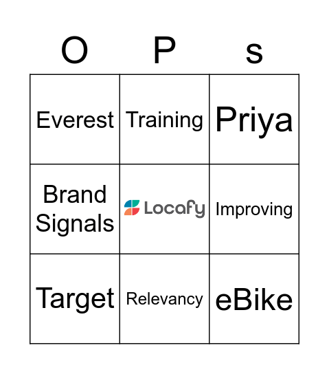Ops Meeting Bingo Card