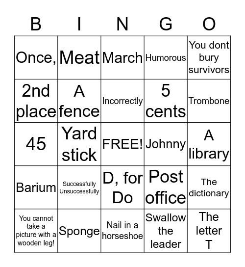 Riddle Bingo Card