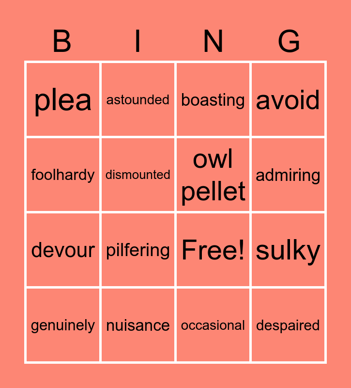 The Mouse and the Motorcycle Bingo Card