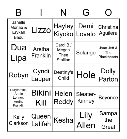 Feminist bangers!! Bingo Card