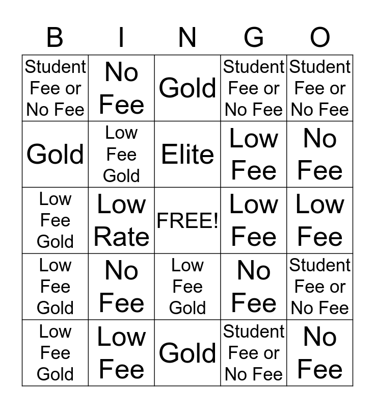 MasterCard Bingo Card