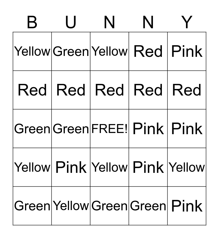 HAPPY EASTER!! Bingo Card