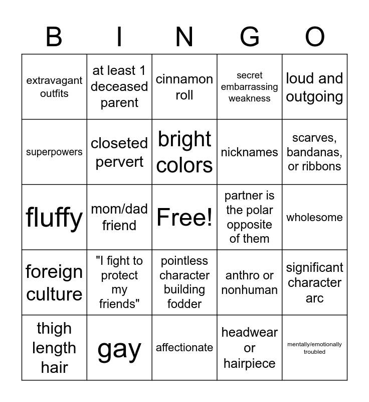 favored oc tropes Bingo Card