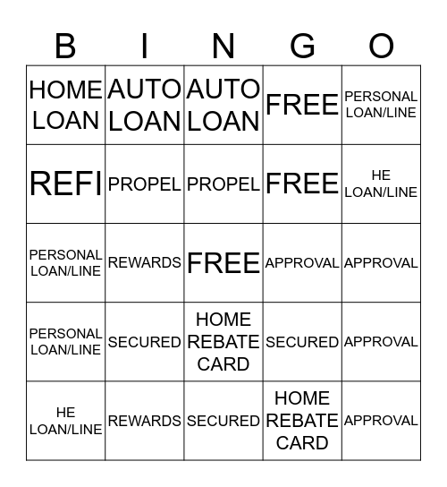 APRIL CREDIT CHALLENGE Bingo Card