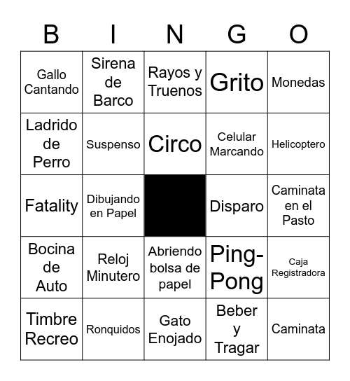 Sonidos Bingo Card