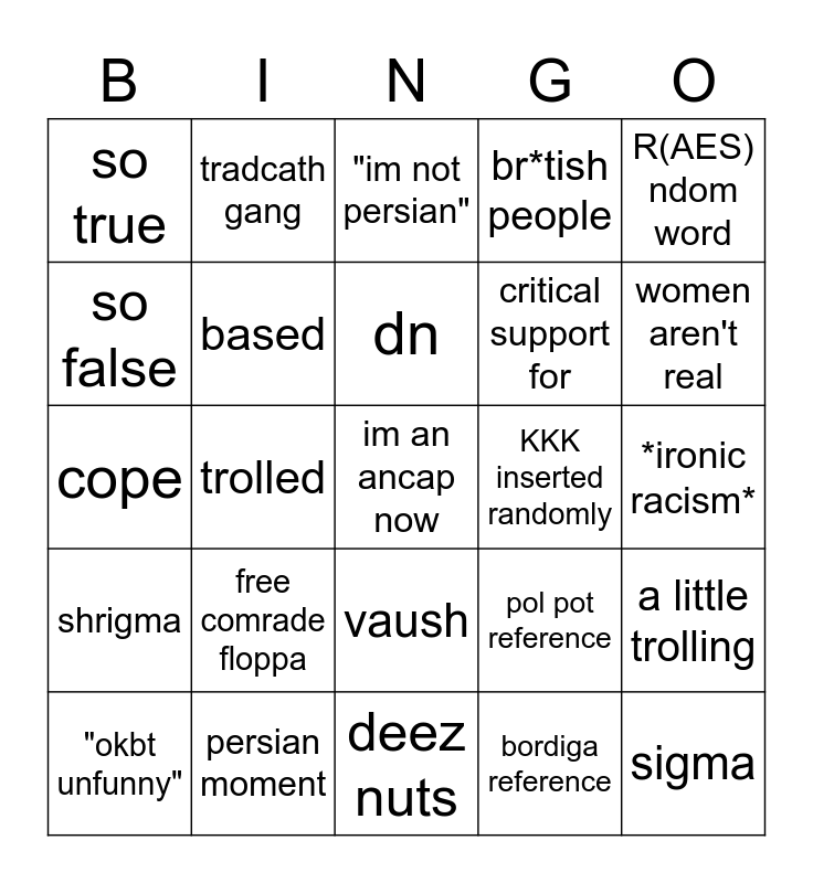 okbt discord bingo Card